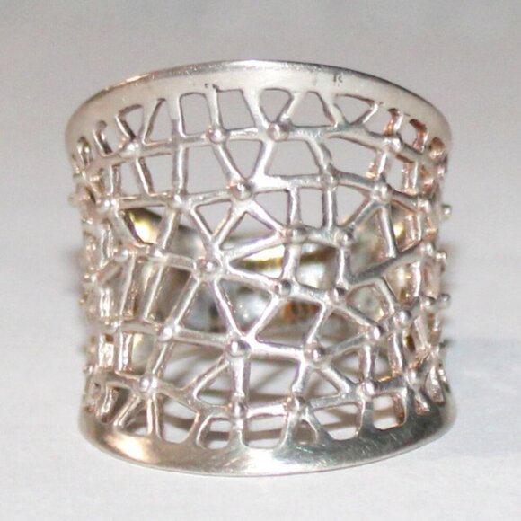 Jewelry | Sterling Silver Wide Band Net Cage Ring | Poshmark